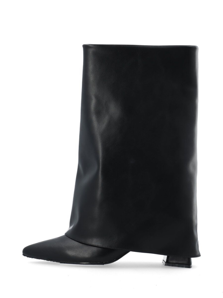 Maralyn Fold Over Boot Faux Leather Black - Vakre Vene